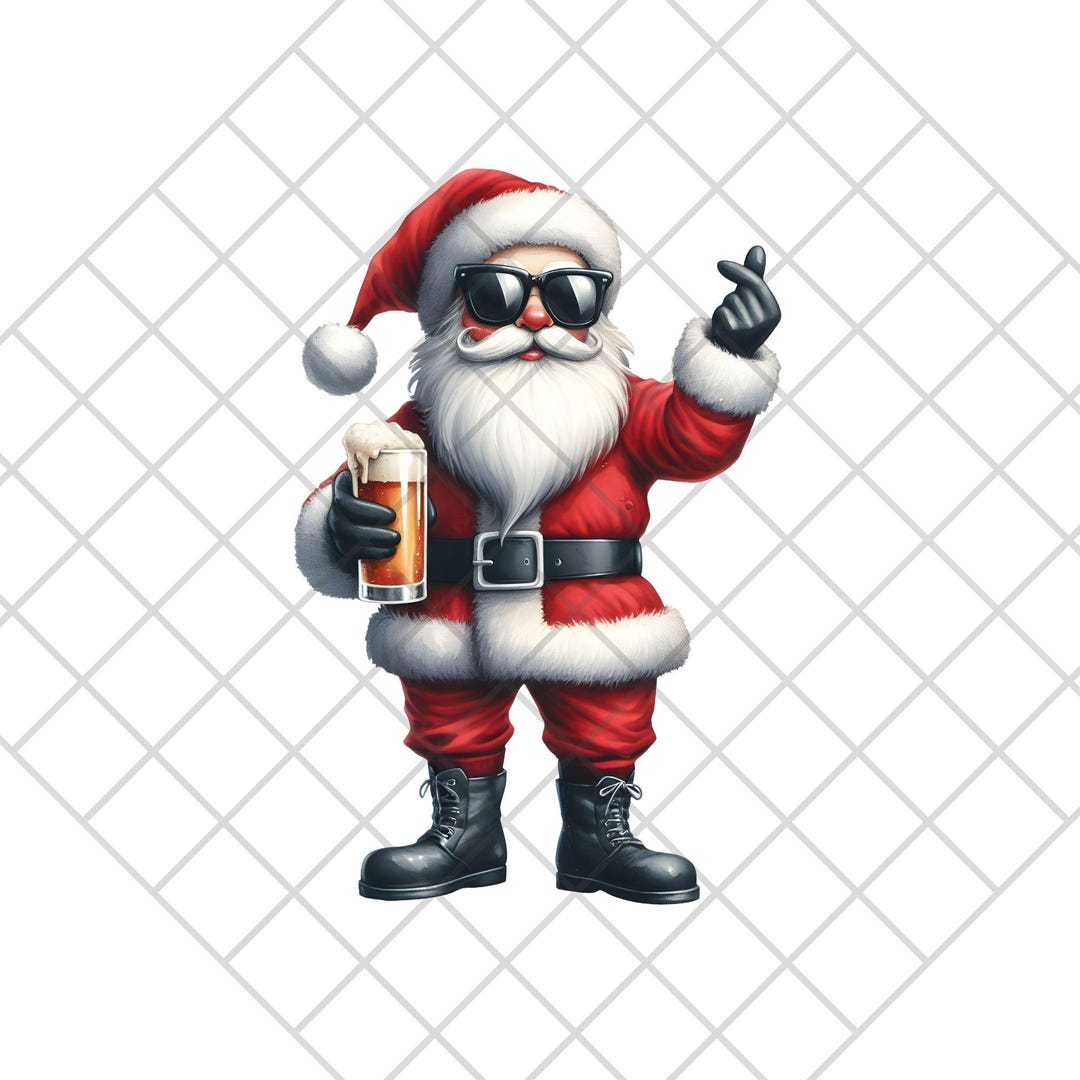 Santa Beer PNG Clipart | Confident Santa Design (digital Download - Etsy