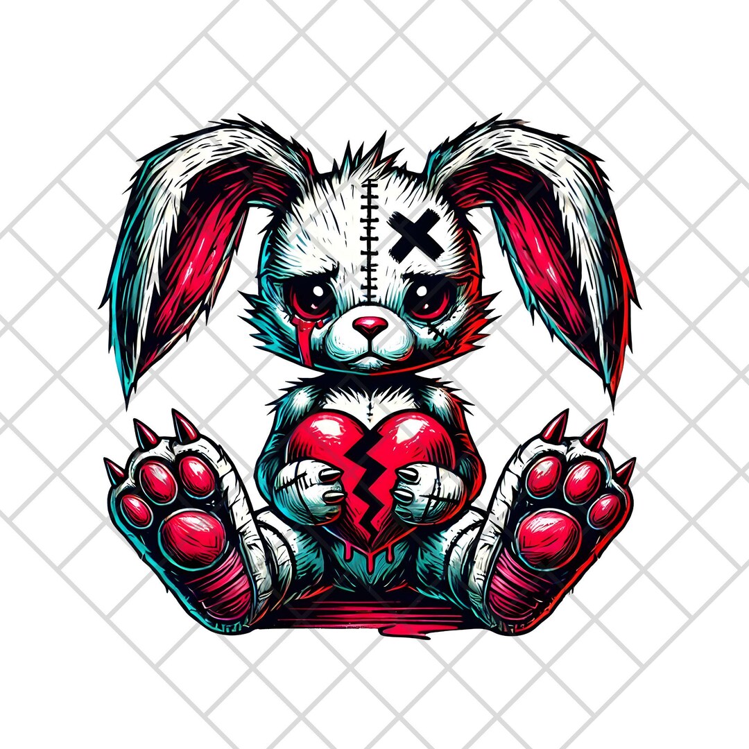 Edgy Heartbreak Bunny Clip Art | Grunge Plush PNG (digital Download) - Etsy