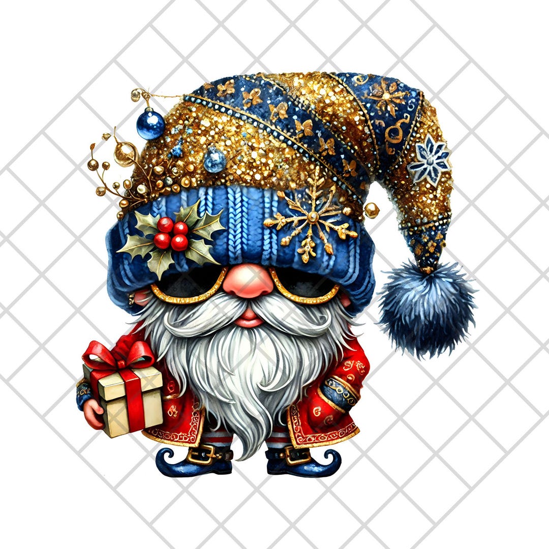 Glitter Holiday Gnome Clip Art | Festive PNG File - Etsy