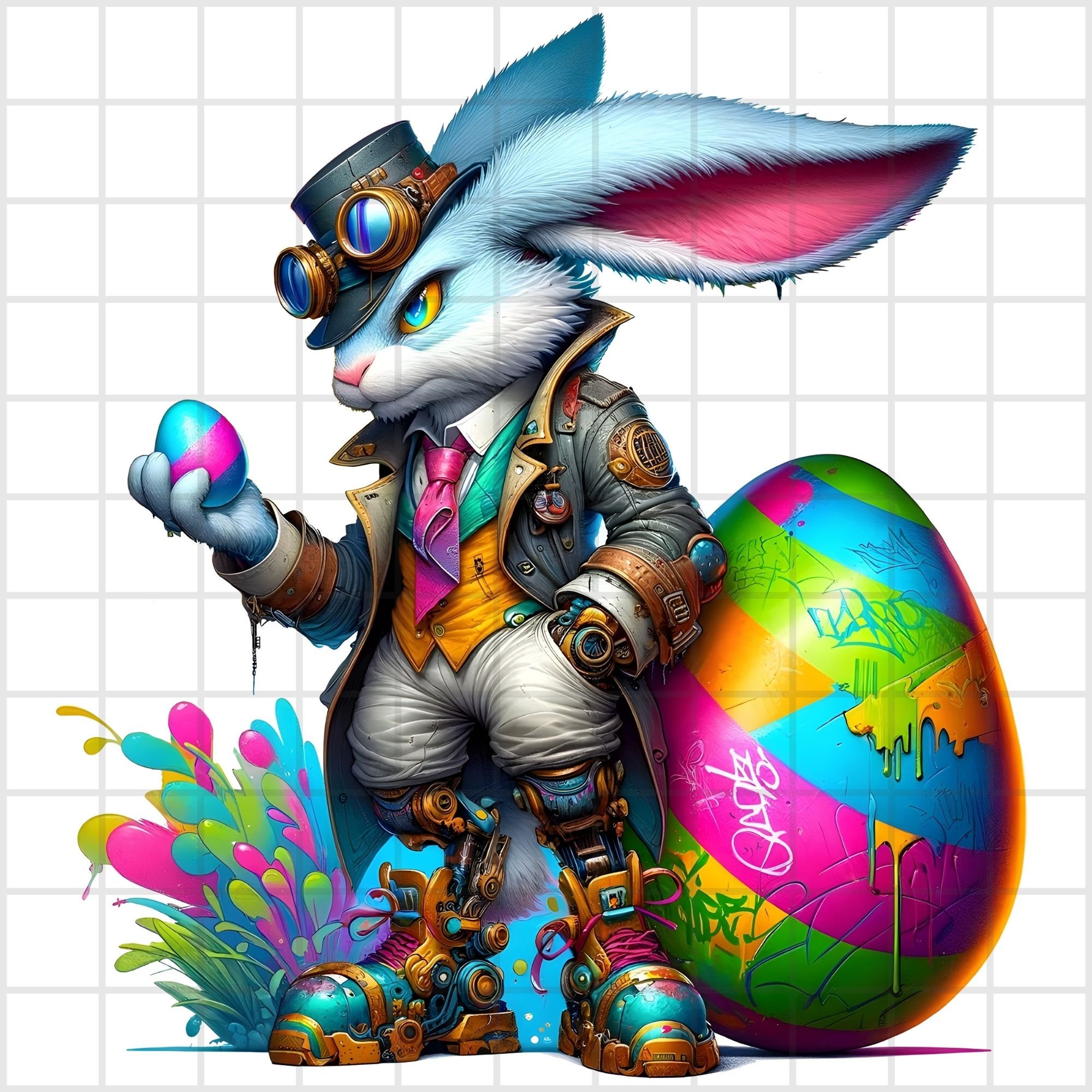Steampunk Easter Bunny - Digital Clip Art | 1 PNG File Clip Art ...