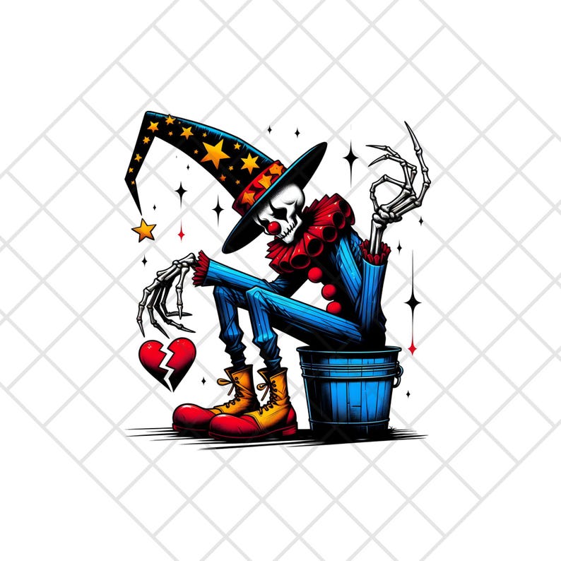 Stellar Skeleton Jester Clip Art | 1 PNG File of Skeletal Jester With ...