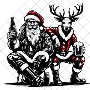 Rebel Santa & Reindeer Duo Clip Art | 1 PNG File of Santa and Reindeer ...