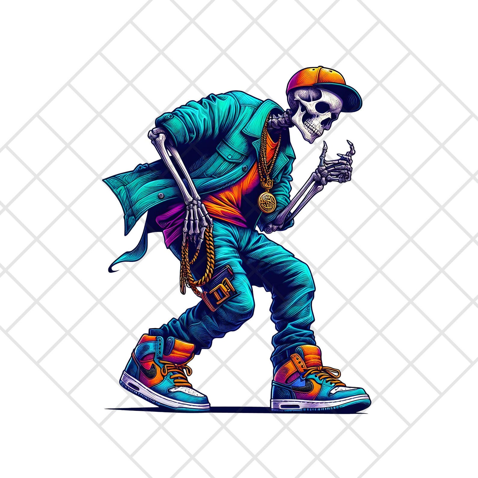 Hip-hop Skeleton Swagger Clip Art | 1 PNG File of Ultra-cool, Street ...