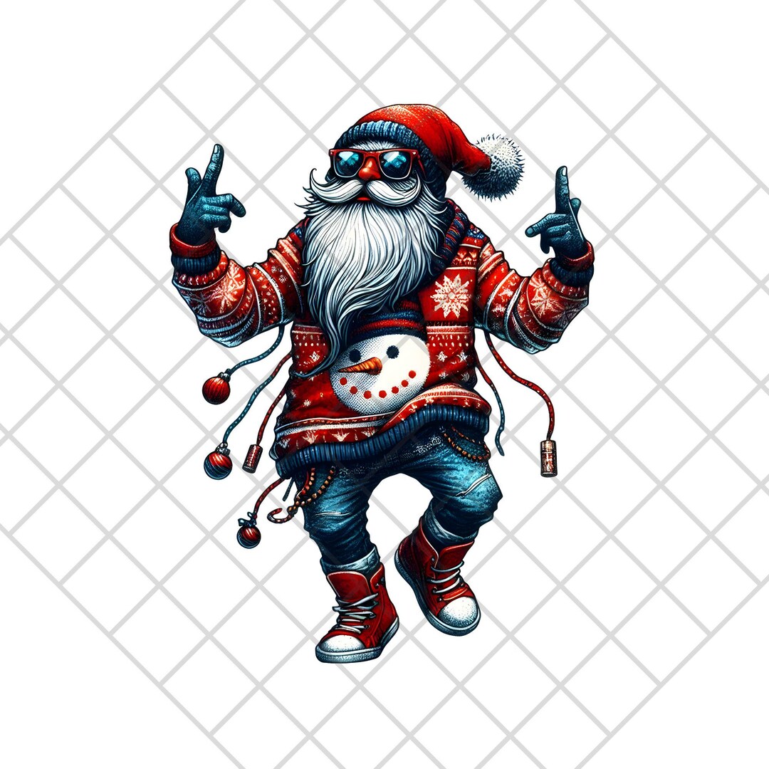 Hip-hop Holiday Santa Clip Art 1 PNG File of a Groovy Santa Striking a ...
