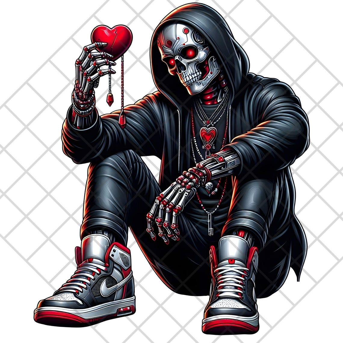 Cyber Heartbreaker Clip Art | 1 PNG File of a Sleek Cybernetic Skeleton ...