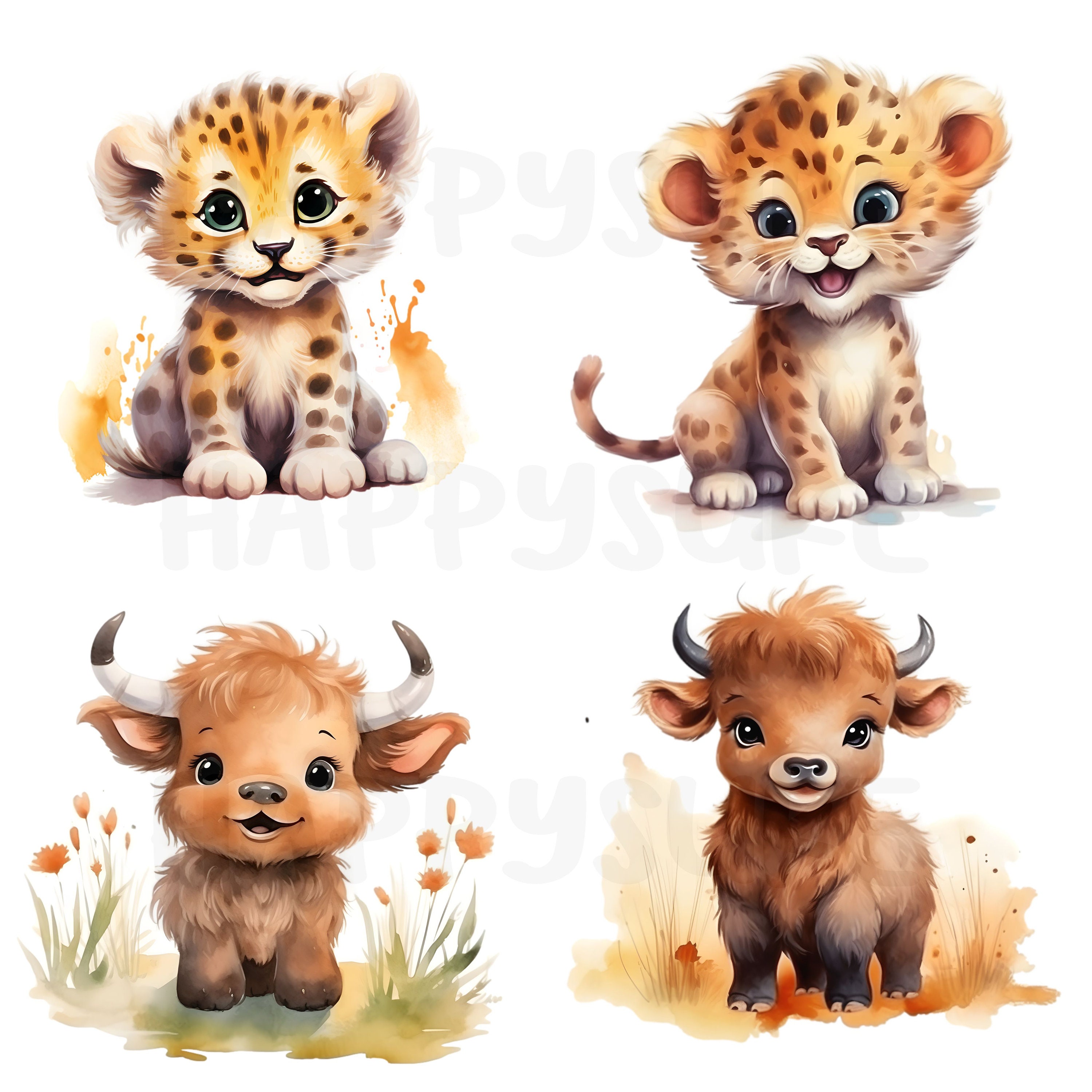 Baby Wild Animals,wild Animal Clipart, Safari Animals for Nursery, Baby ...