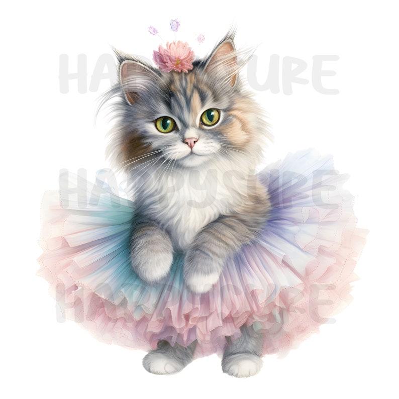 Cute Cat Clipart With Tutus. PNG,JPG Files for Download. Can Be Used ...