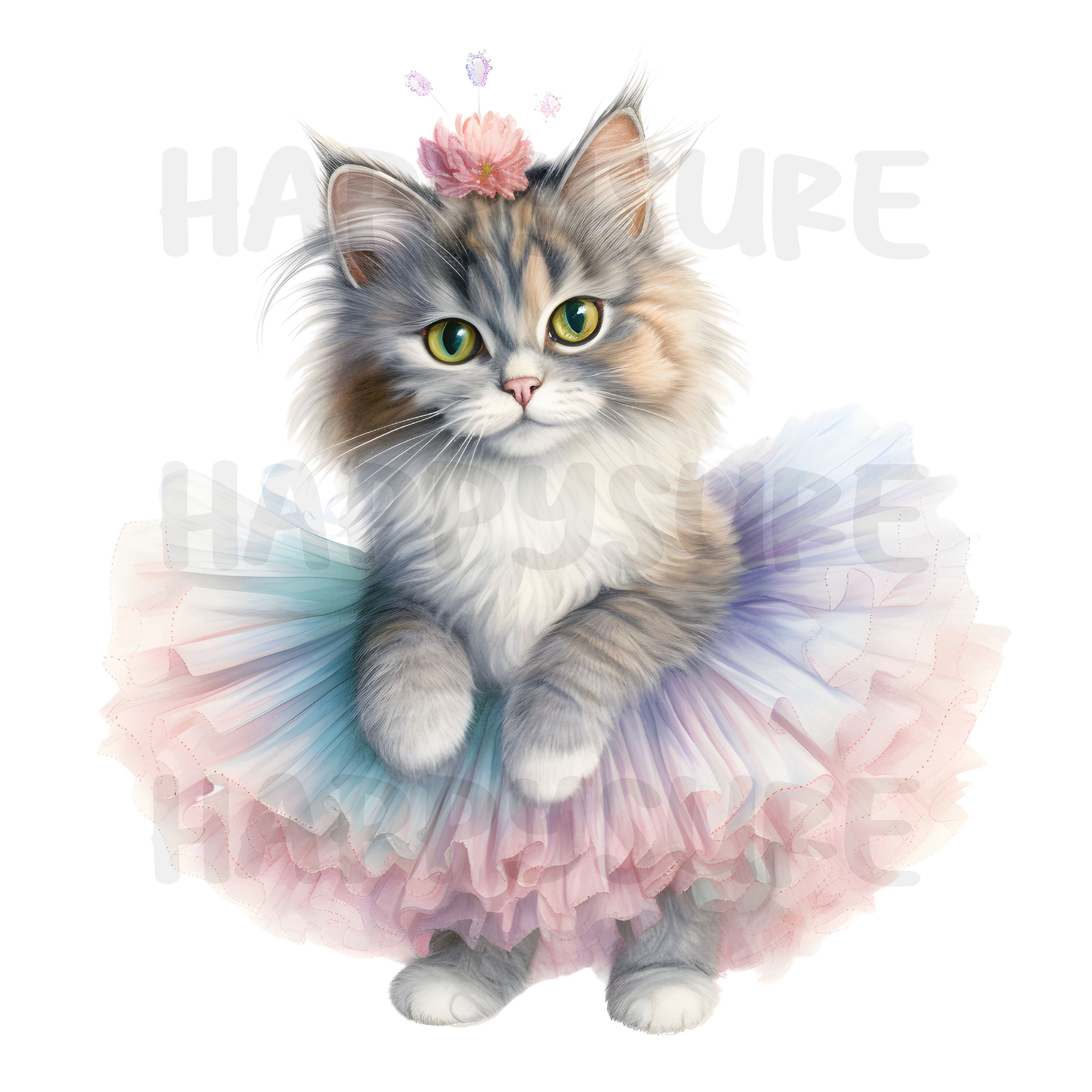 Cute Cat Clipart With Tutus. PNG,JPG Files for Download. Can Be Used ...