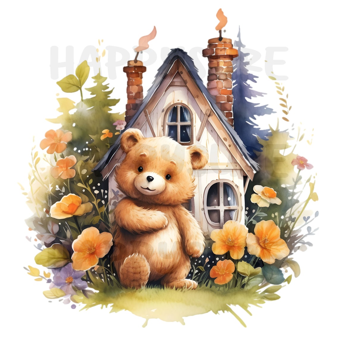 Clipart of a Bear and His House. Can Be Used in Personal and Commercial ...