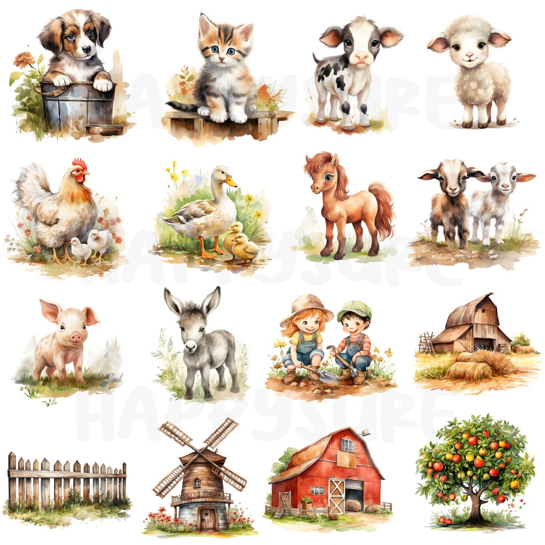 Baby Farm Animals Clipart, Nursery PNG Images (digital Download) - Etsy ...