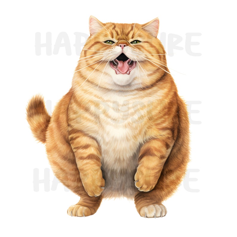 Funny and Playful Fat Cat Clipart. Transparent Background PNG Files ...