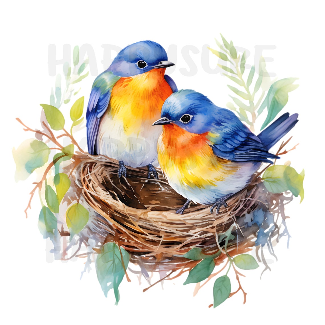 Bird and Nest Clip Art Watercolor Style Available for Both - Etsy