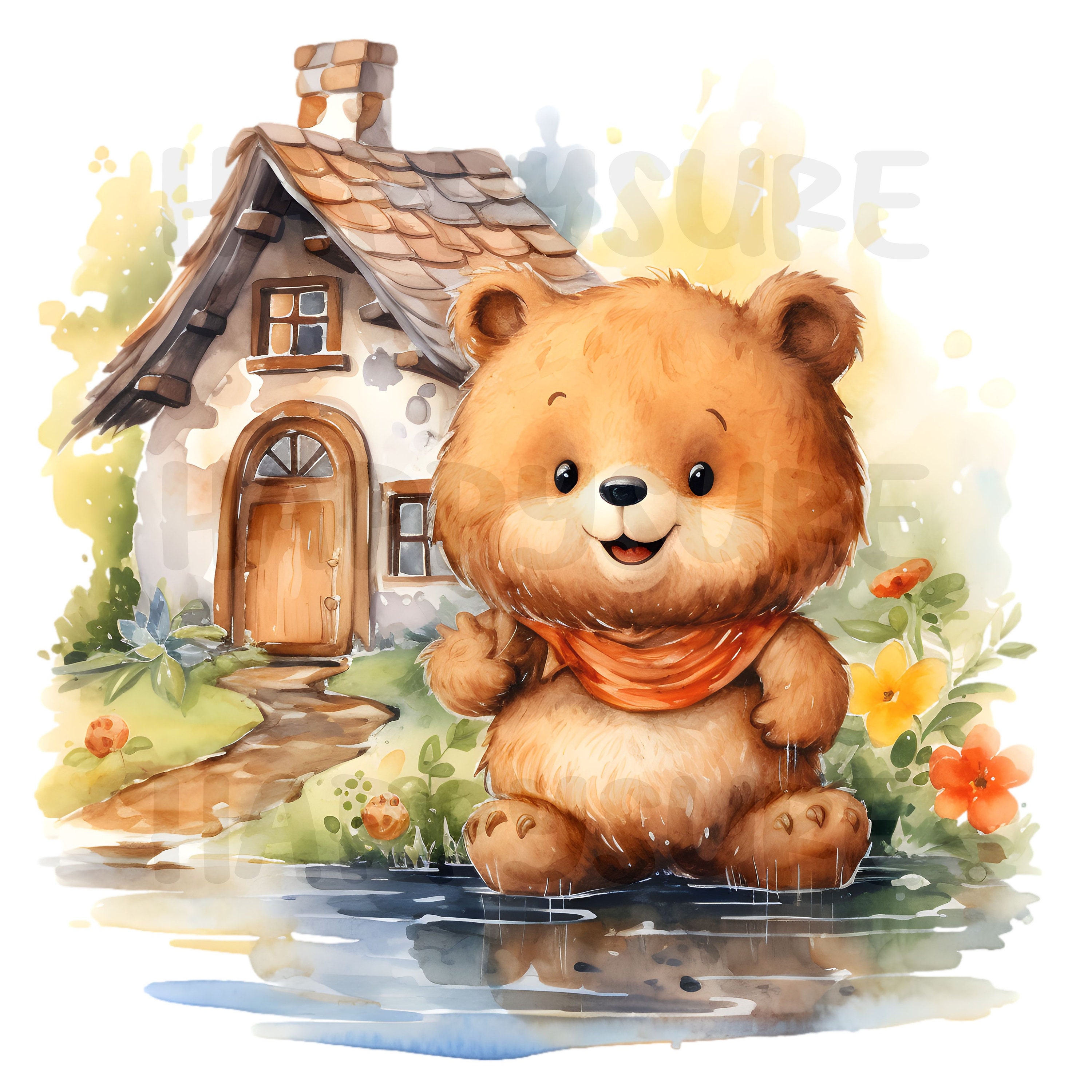 Clipart of a Bear and His House. Can Be Used in Personal and Commercial ...