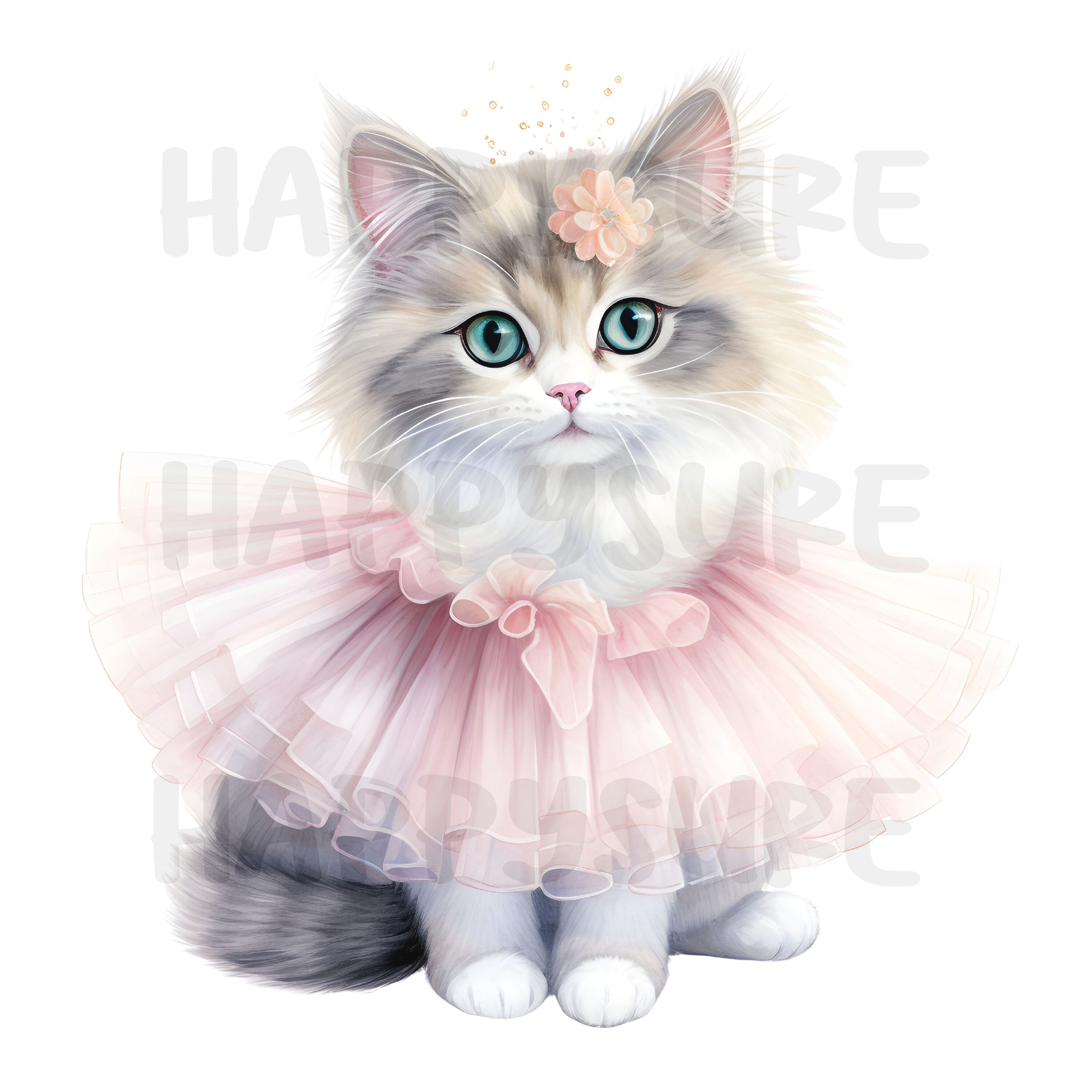 Cute Cat Clipart With Tutus. PNG,JPG Files for Download. Can Be Used ...