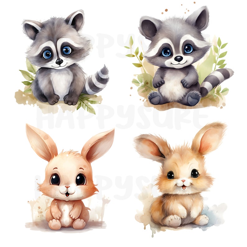 Cute Baby Animals Clipart, Safari Animals for Nursery, Baby Animals 32 ...