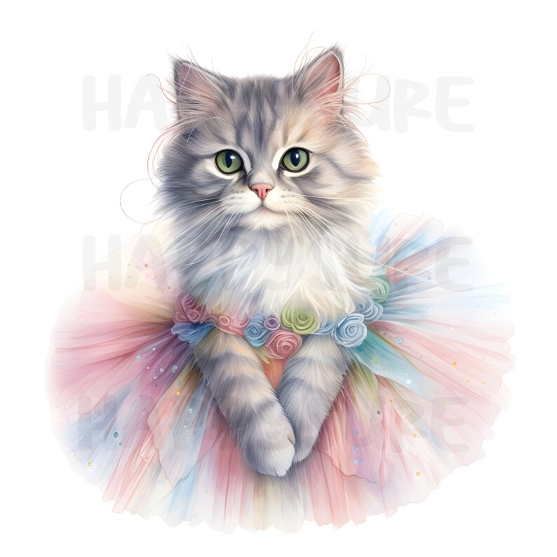 Cute Cat Clipart With Tutus. PNG,JPG Files for Download. Can Be Used ...