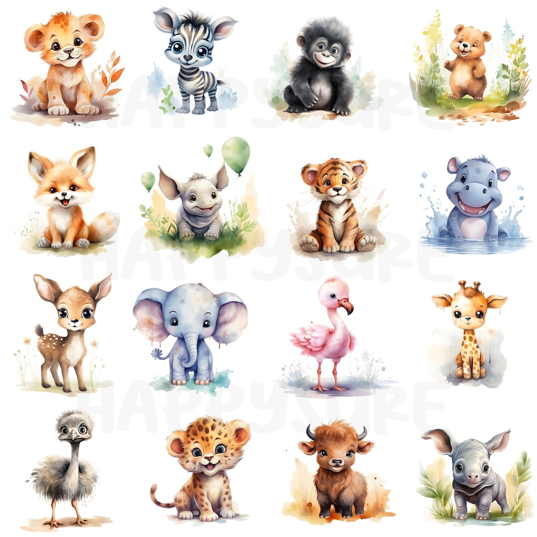 Baby Wild Animals,wild Animal Clipart, Safari Animals for Nursery, Baby ...