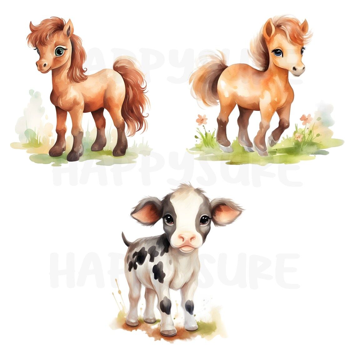 Baby Farm Animals, Baby Farm Animal Clipart, Animals for Nursery. Can ...