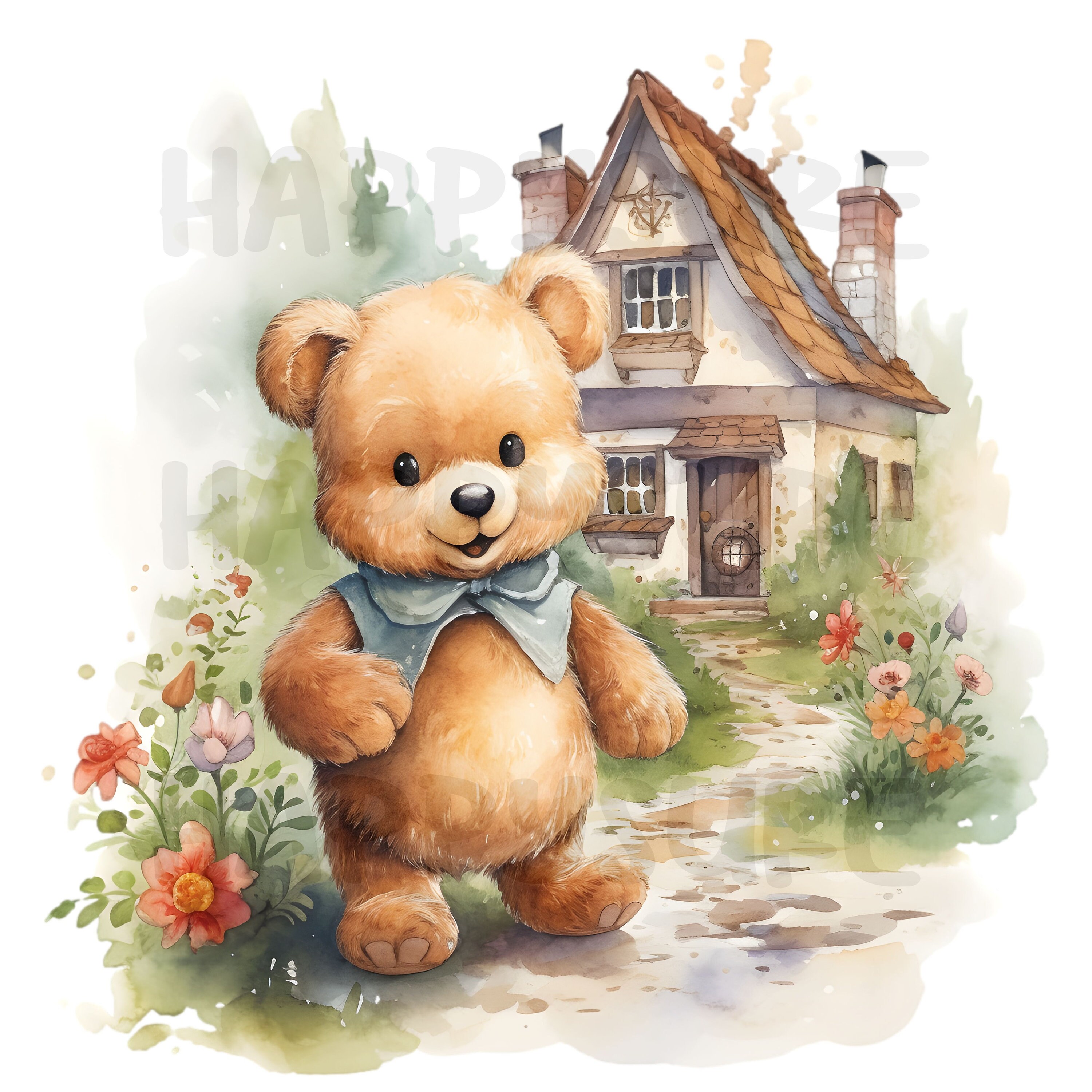 Clipart of a Bear and His House. Can Be Used in Personal and Commercial ...