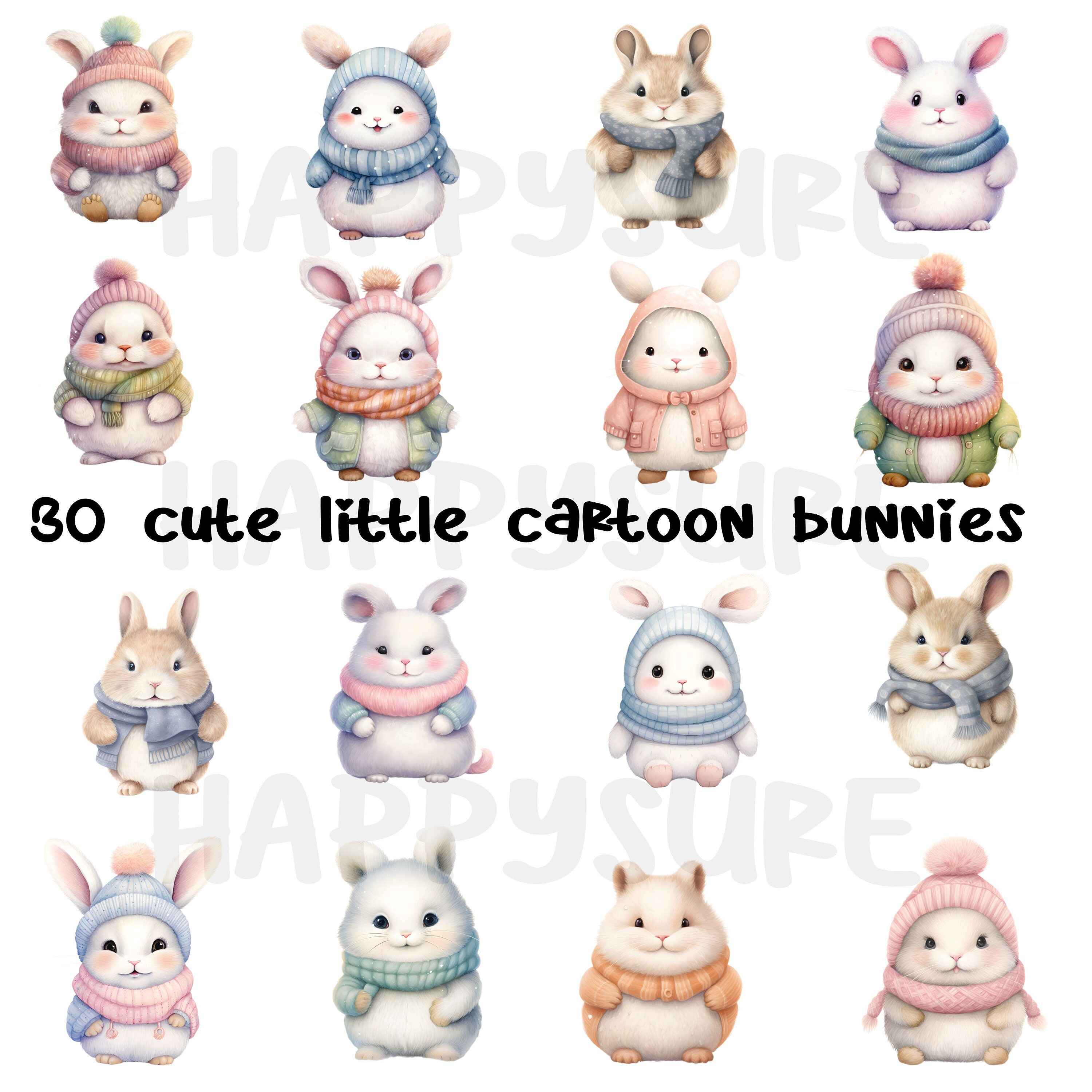 Cute Rabbit Clipart Images and Stickers. PNG Files Can Be Used for ...