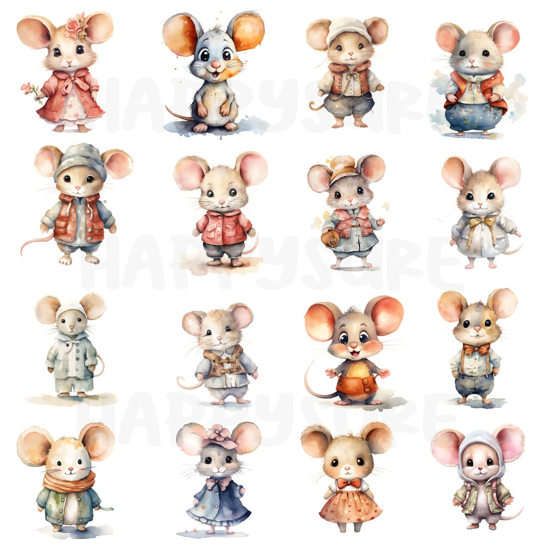 Cartoon Mouse Clipart in Watercolor Style. Use in Personal and ...