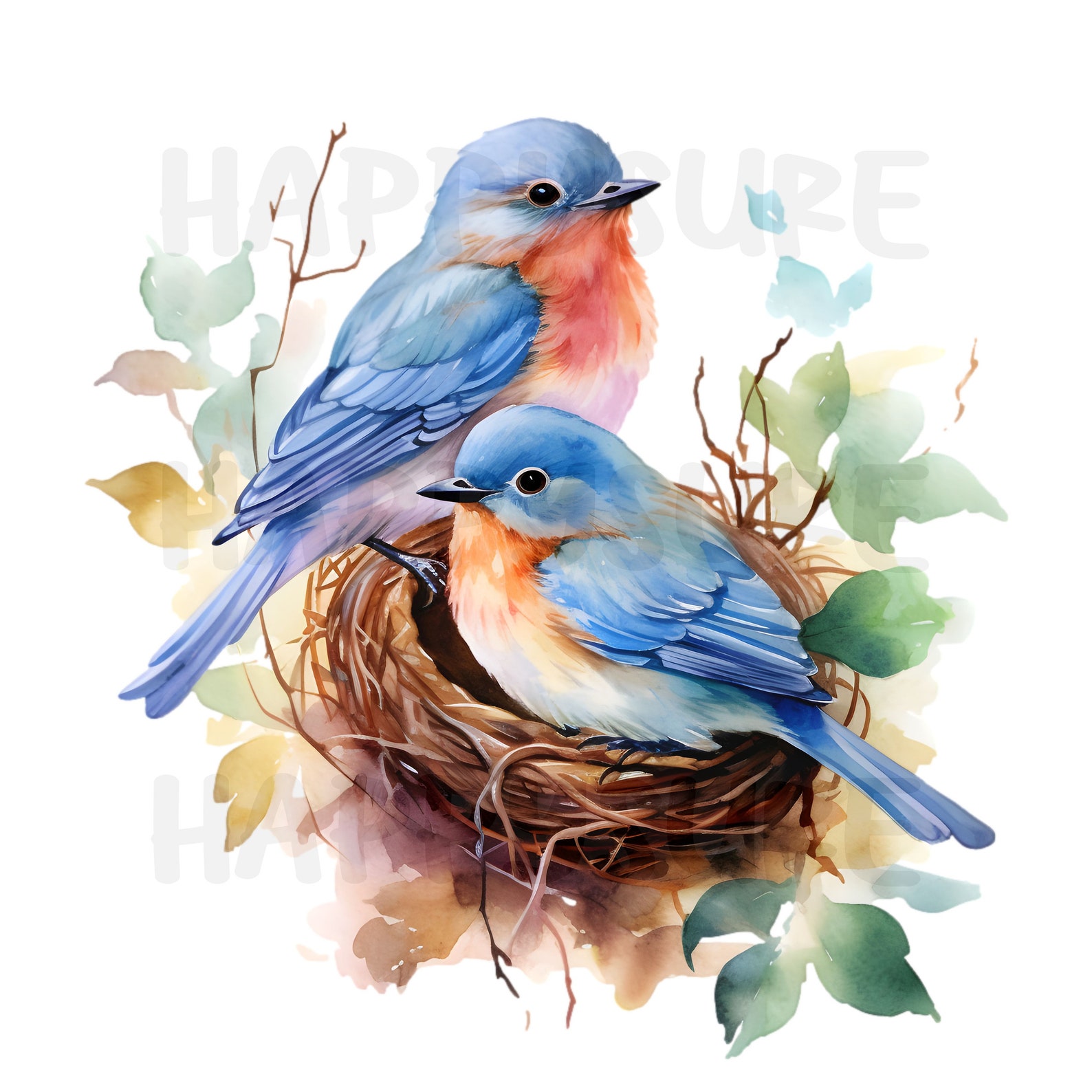 Bird and Nest Clip Art Watercolor Style Available for Both - Etsy