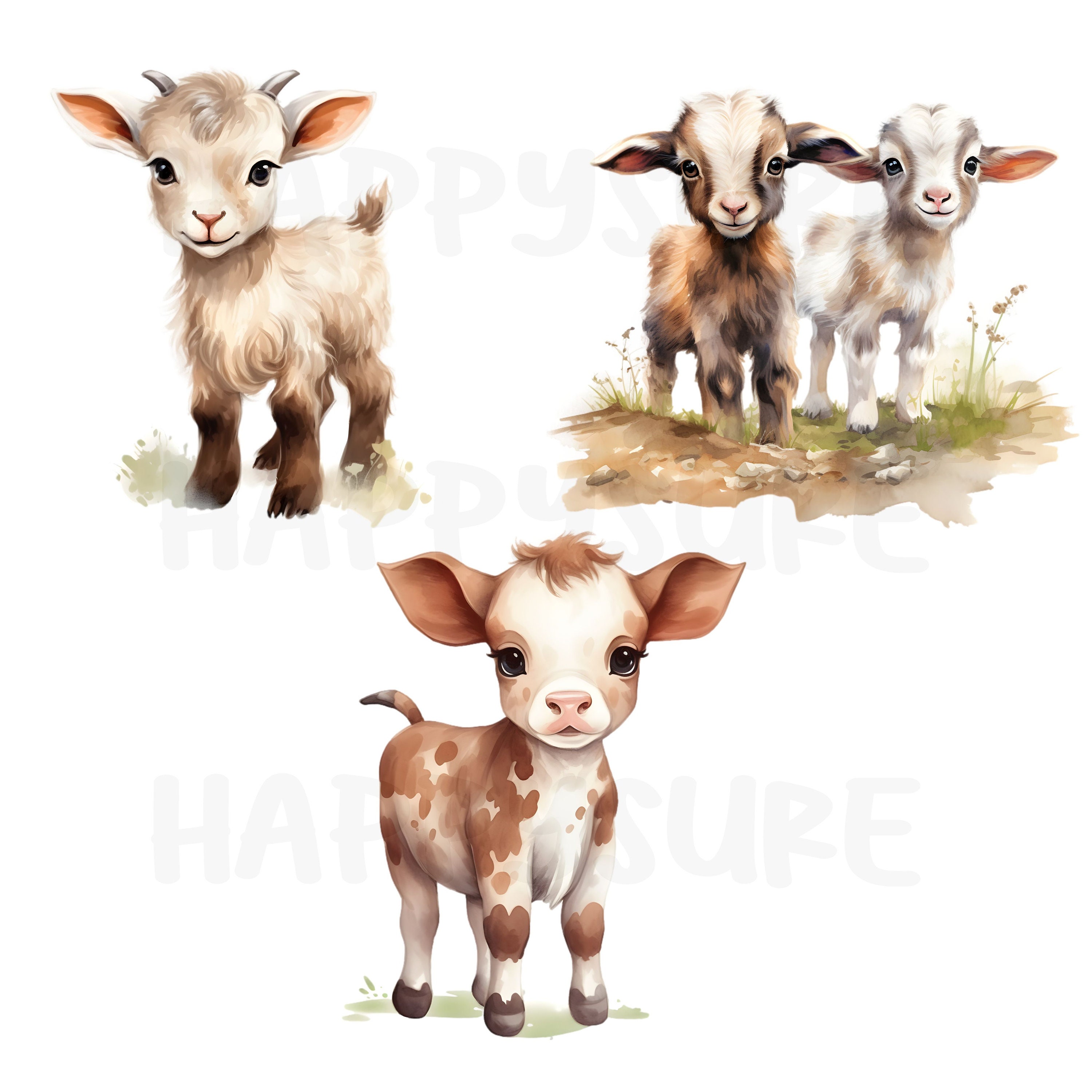 Baby Farm Animals, Baby Farm Animal Clipart, Animals for Nursery. Can ...