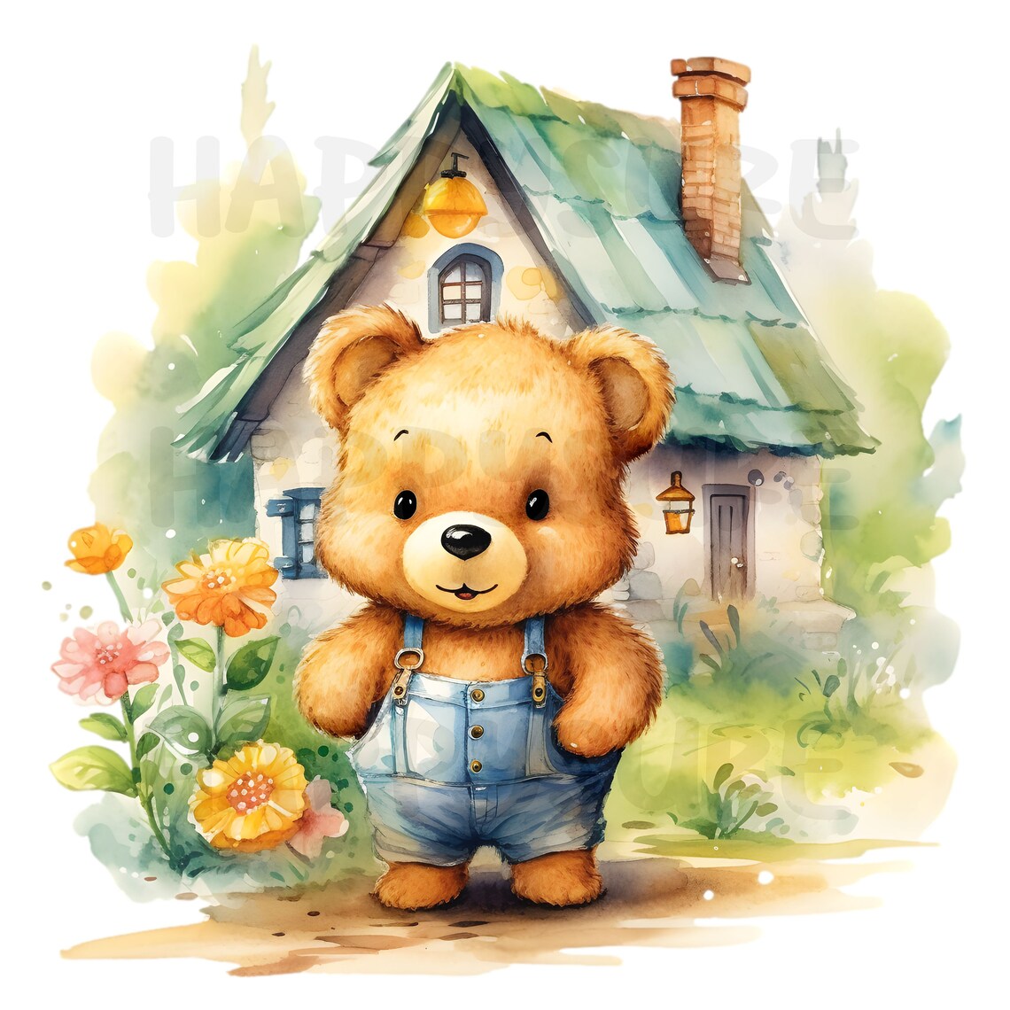 Clipart of a Bear and His House. Can Be Used in Personal and Commercial ...