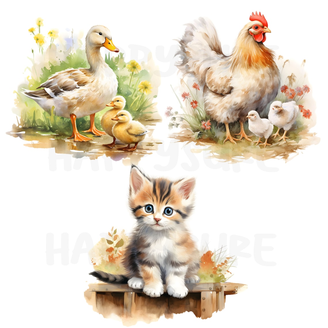 Baby Farm Animals, Baby Farm Animal Clipart, Animals for Nursery. Can ...
