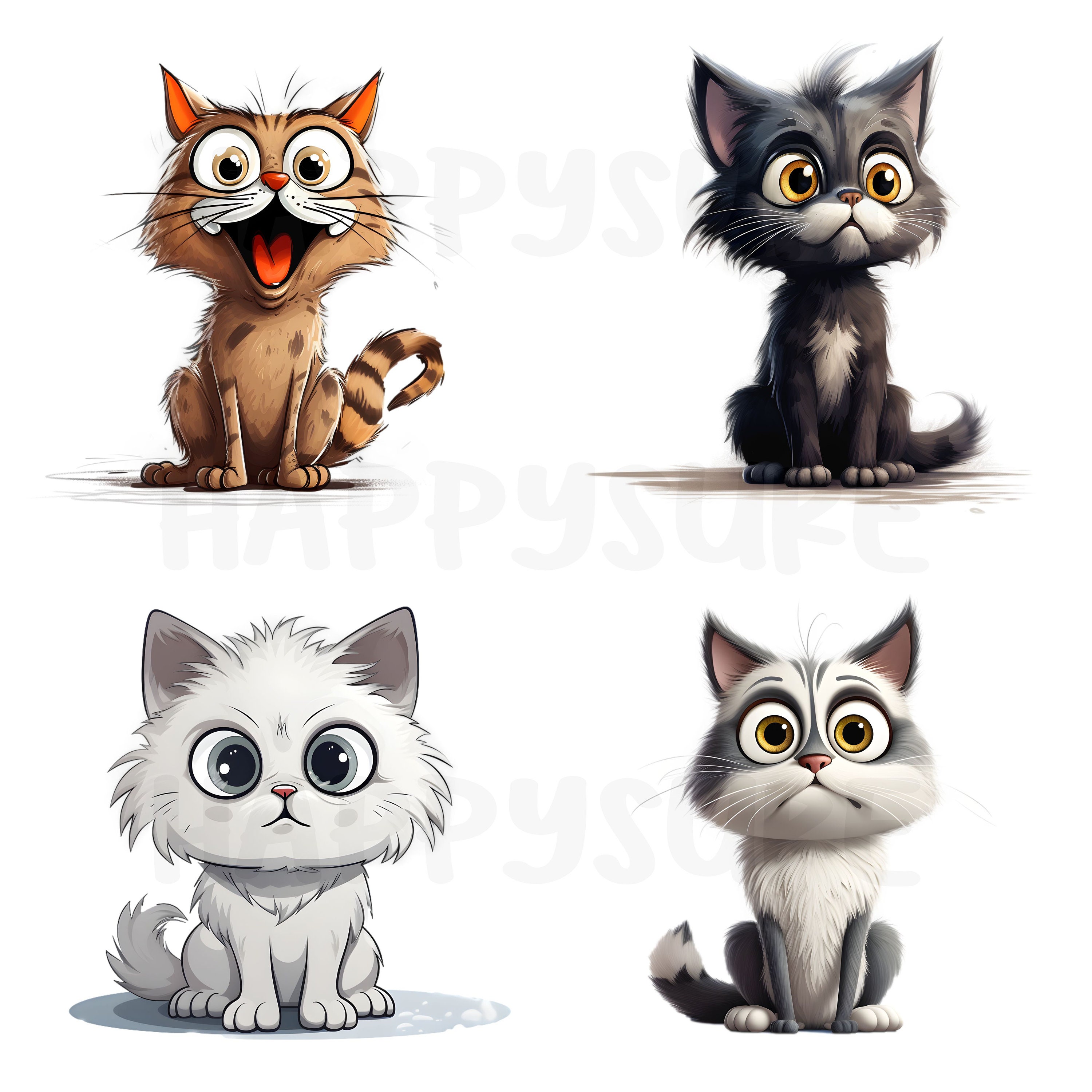 Funny Cat Cartoon Clipart for Decoration, Can Be Used in Personal and ...
