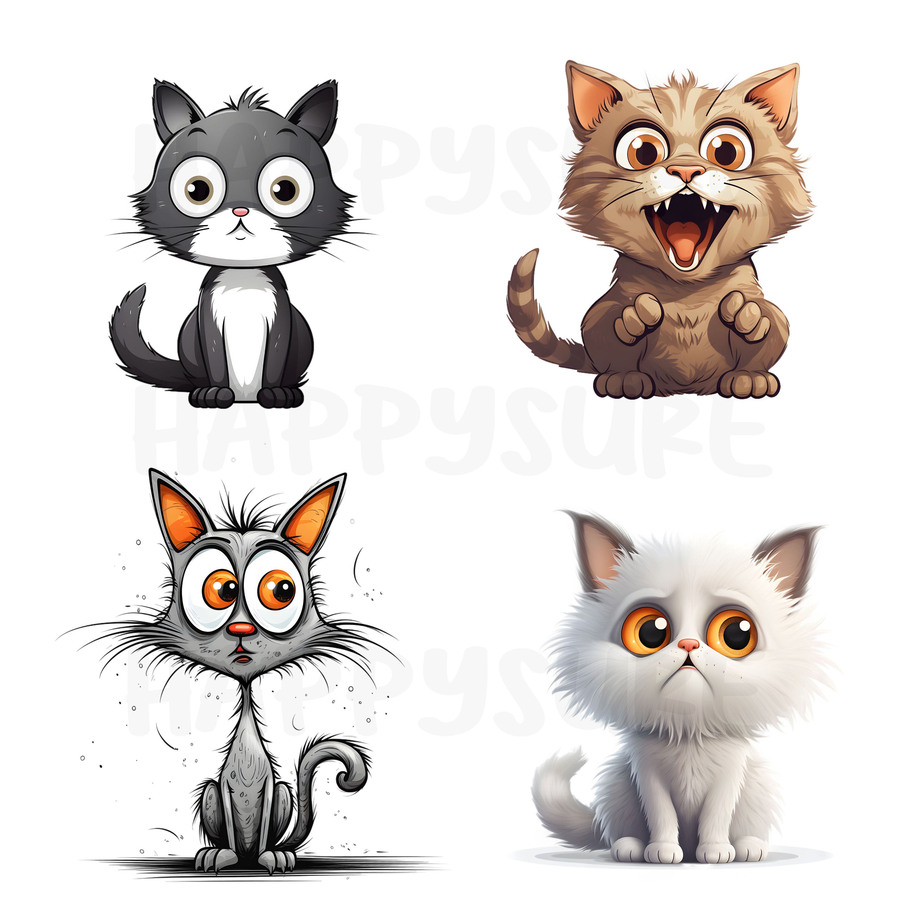 Funny Cat Cartoon Clipart for Decoration, Can Be Used in Personal and ...