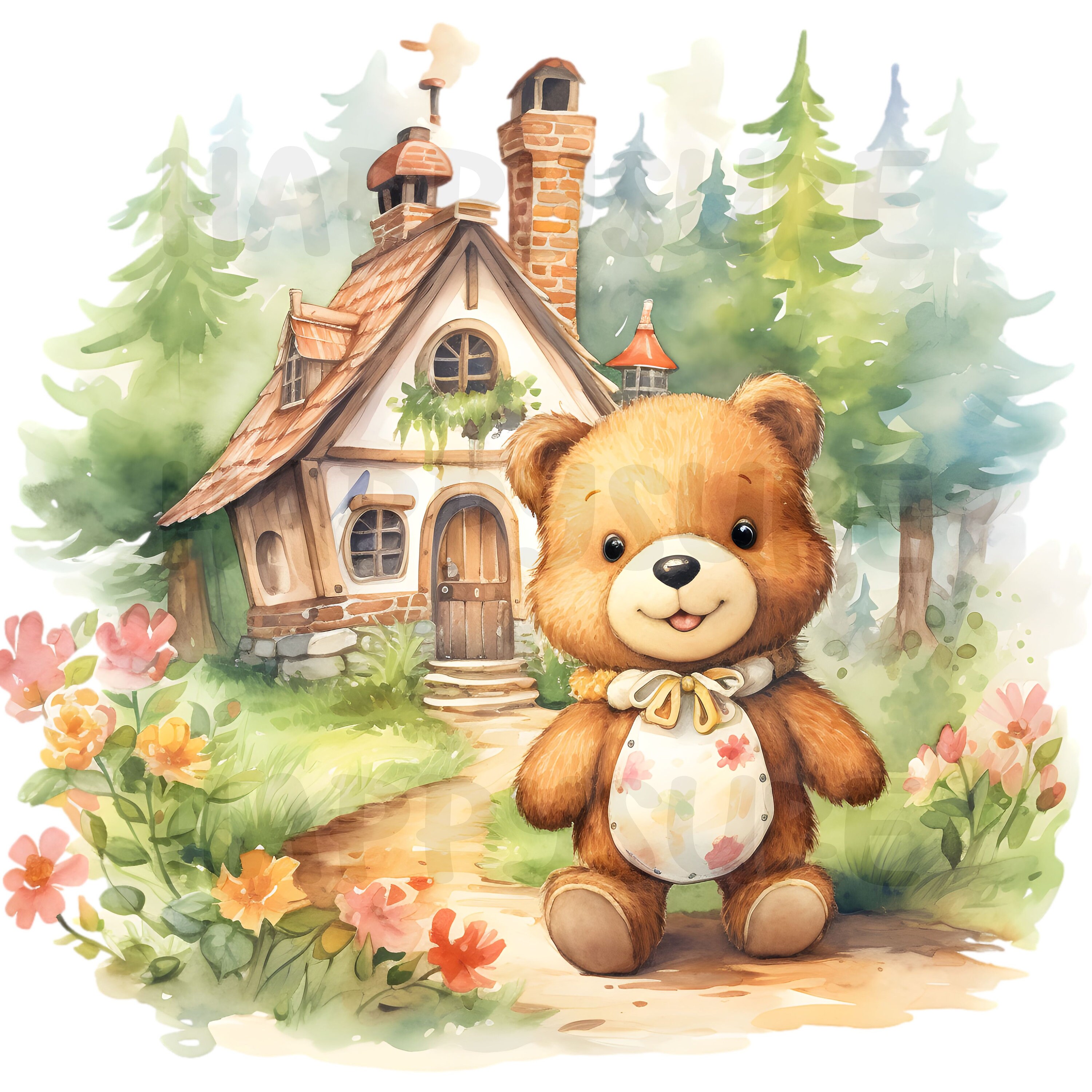 Clipart of a Bear and His House. Can Be Used in Personal and Commercial ...