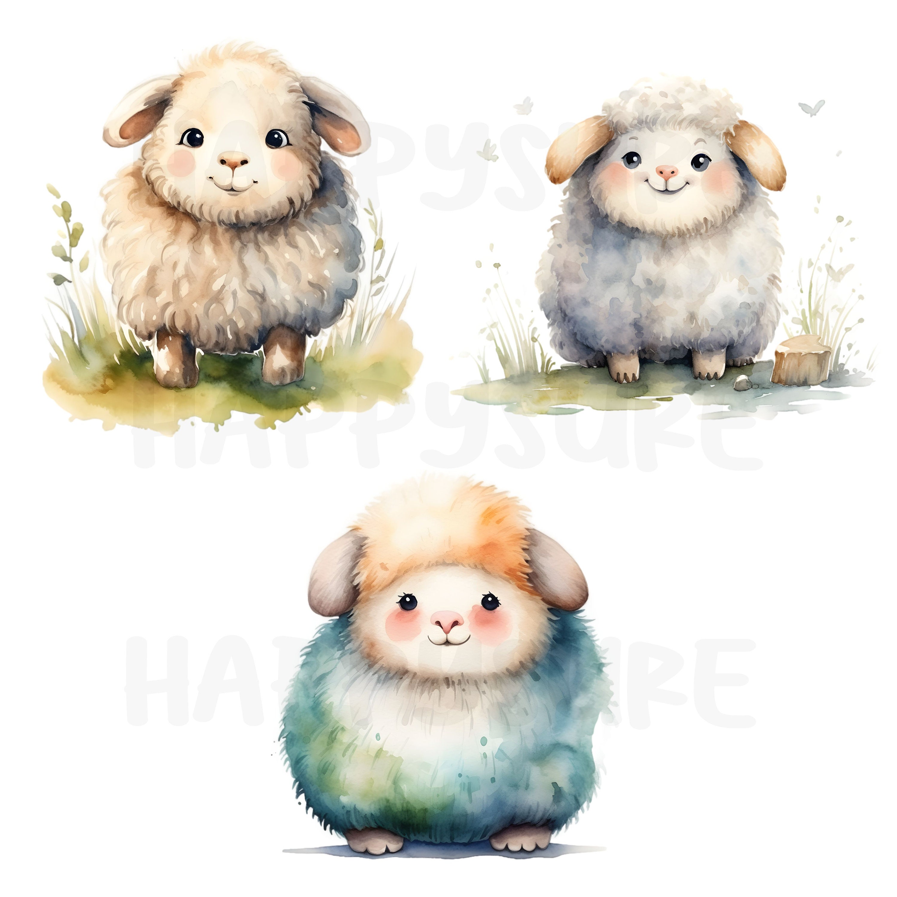 Funny and Cute Fat Sheep in Watercolor Style. Decorate the Nursery. Use ...