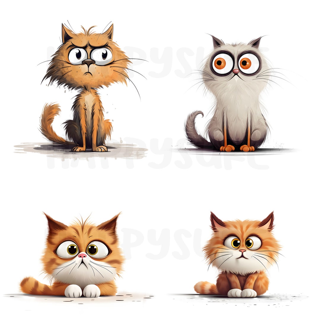 Funny Cat Cartoon Clipart for Decoration, Can Be Used in Personal and ...