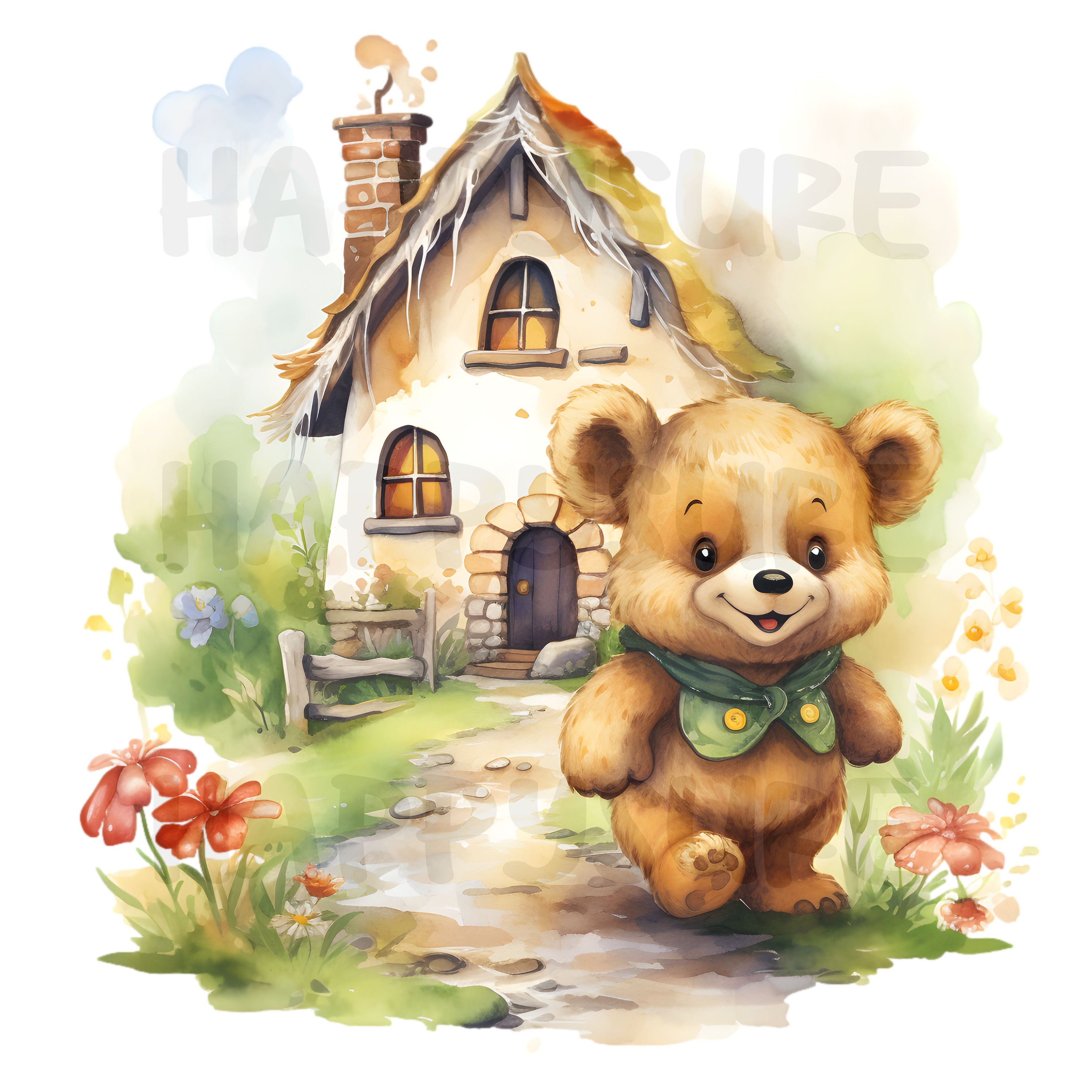 Clipart of a Bear and His House. Can Be Used in Personal and Commercial ...