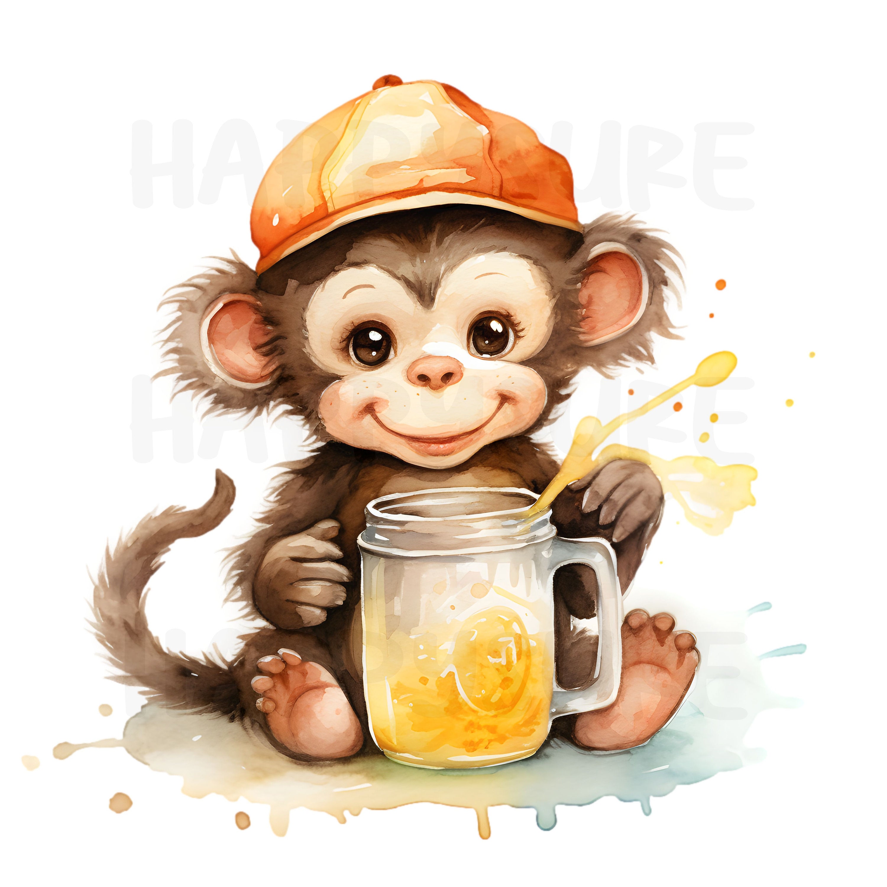 Cute Clipart Cartoon Monkey Dolls for Children. Can Be Used in Personal ...