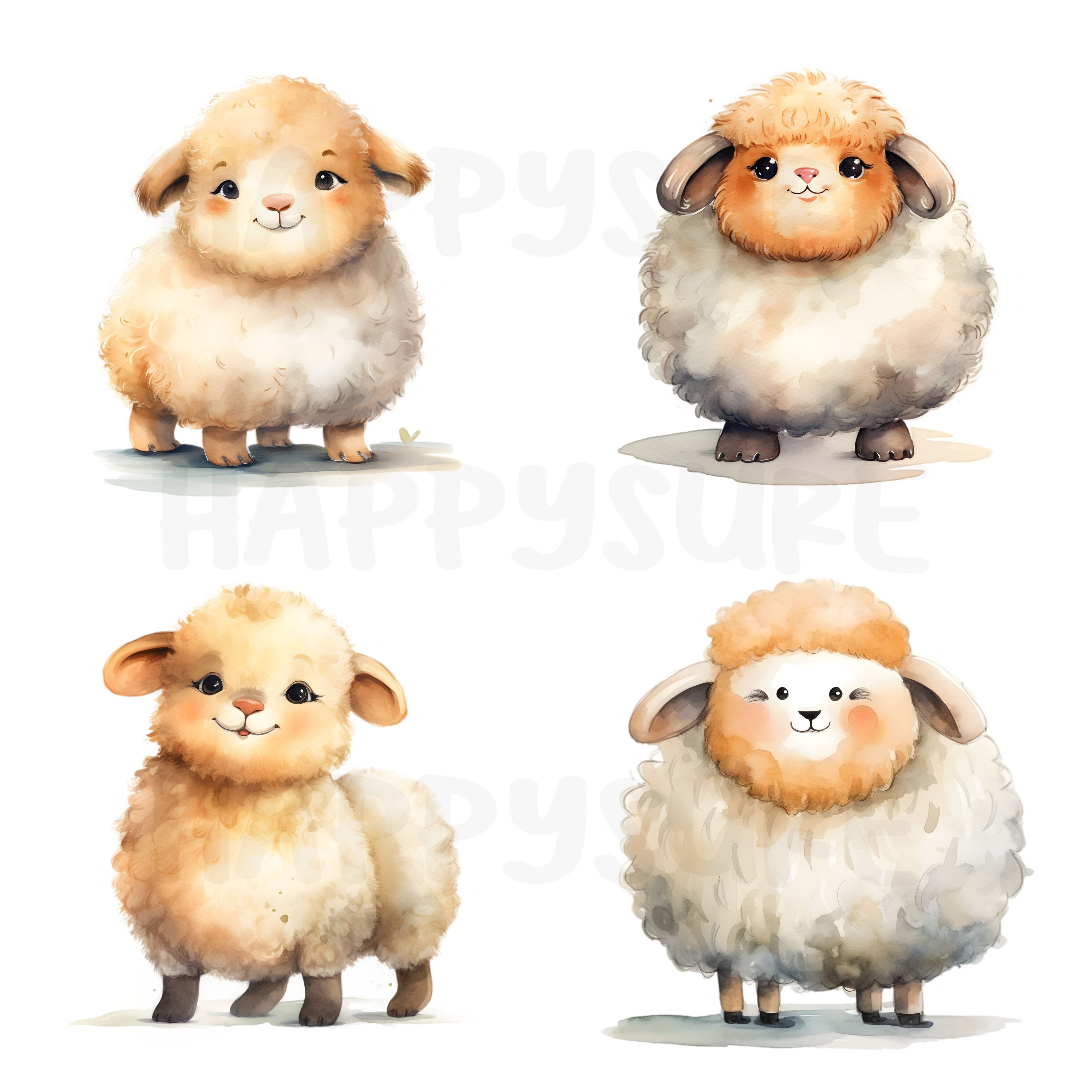 Funny and Cute Fat Sheep in Watercolor Style. Decorate the Nursery. Use ...