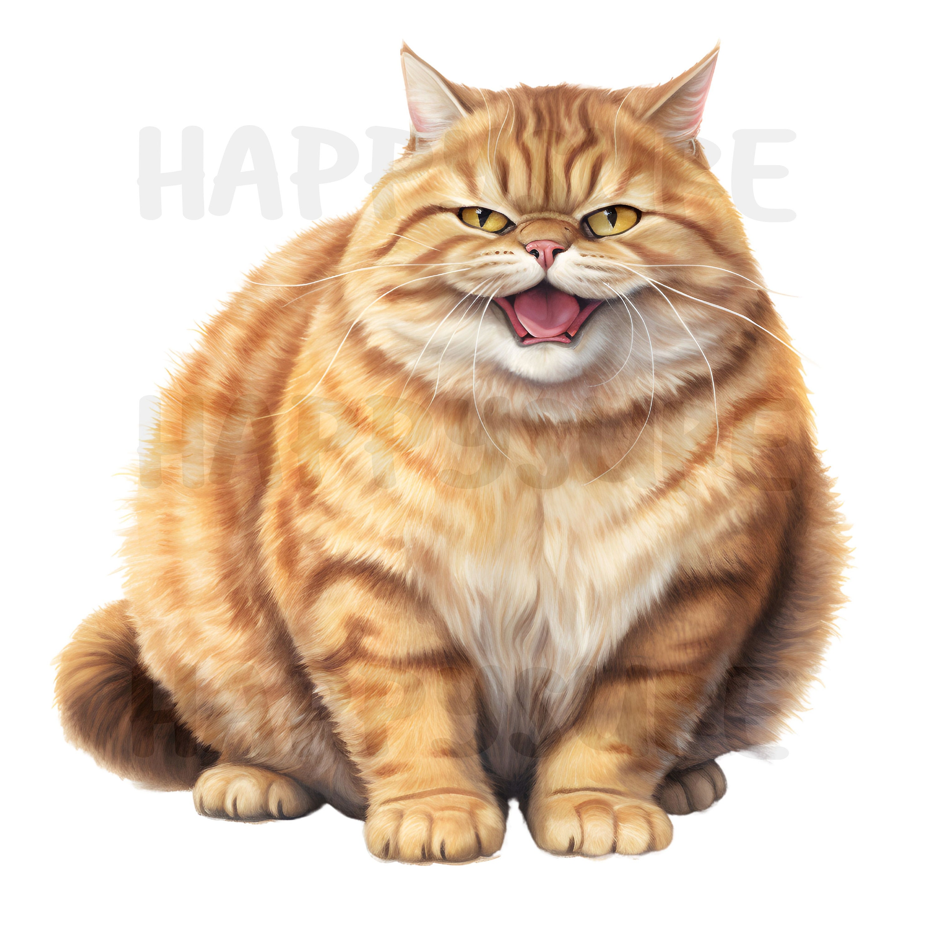 Funny and Playful Fat Cat Clipart. Transparent Background PNG Files ...