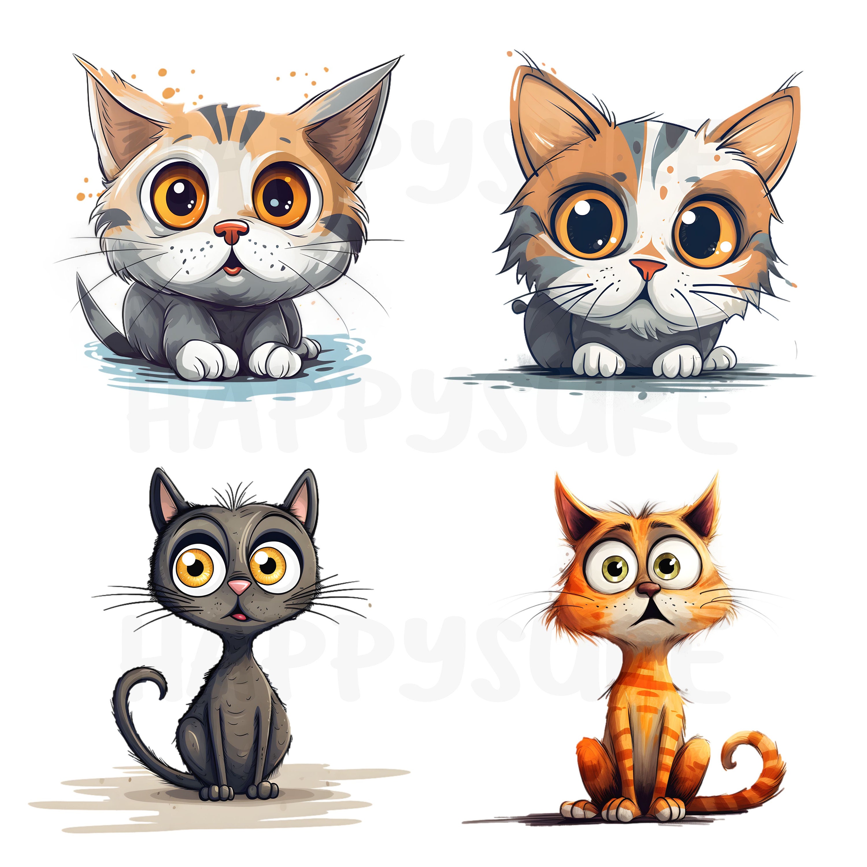 Funny Cat Cartoon Clipart for Decoration, Can Be Used in Personal and ...