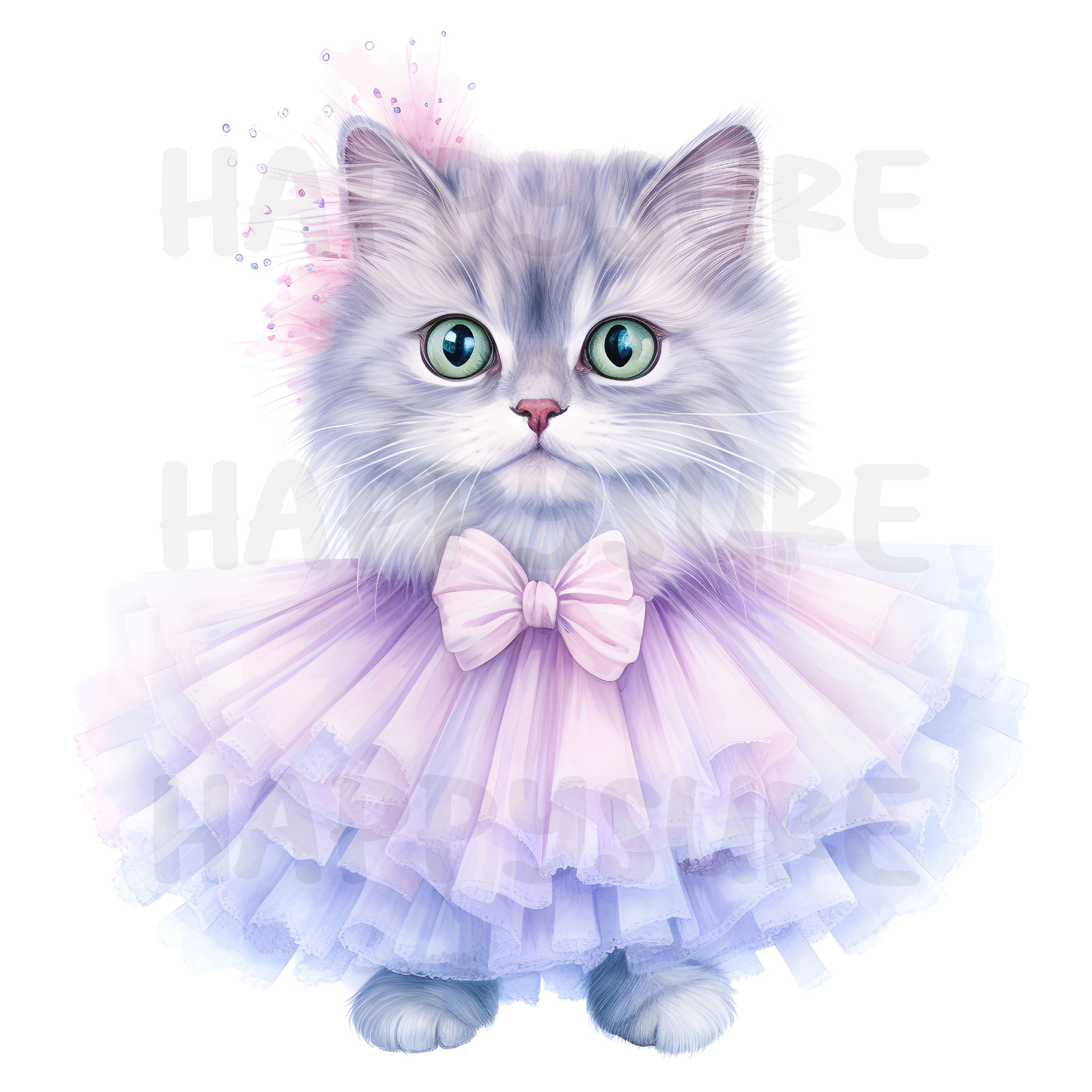 Cute Cat Clipart With Tutus. PNG,JPG Files for Download. Can Be Used ...