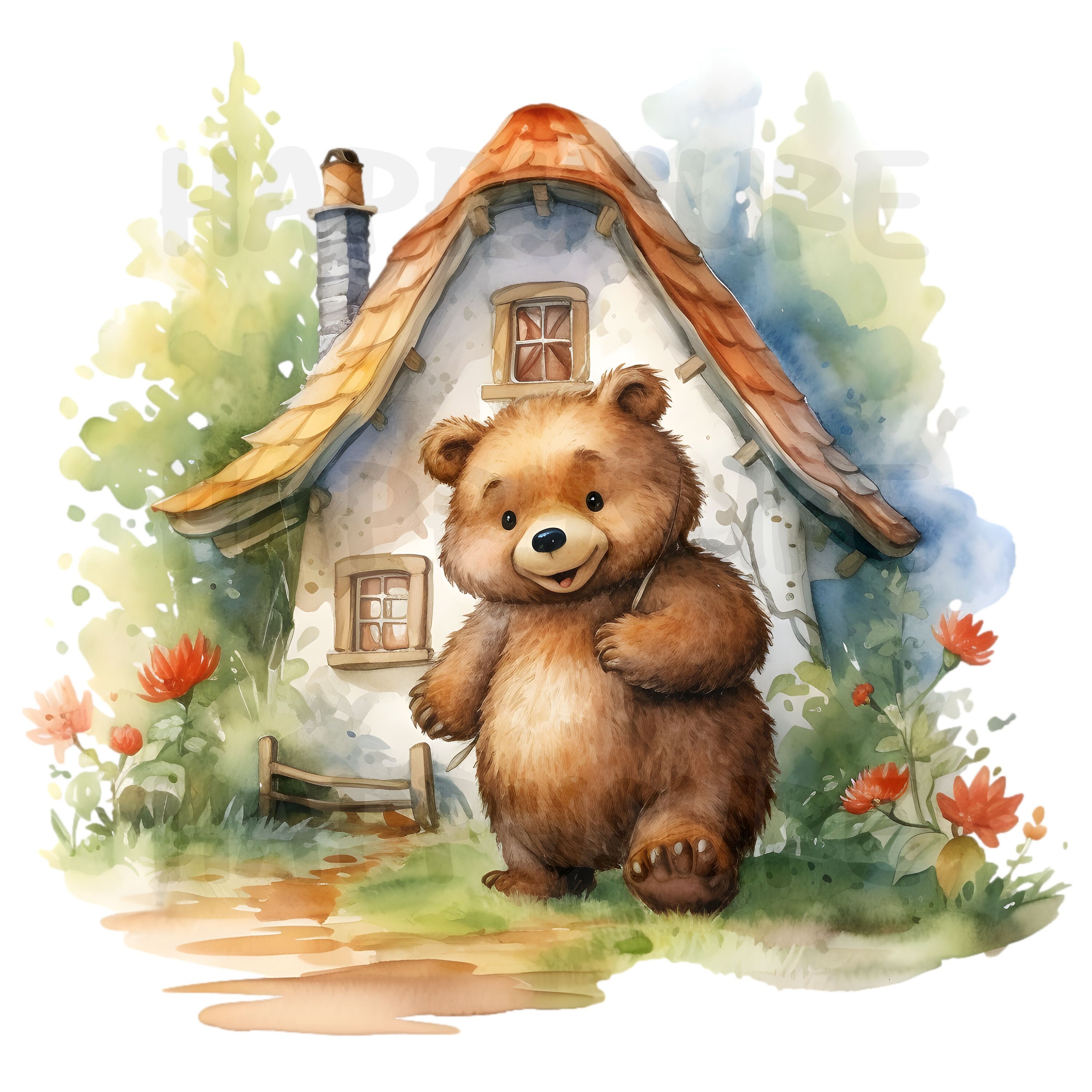 Clipart of a Bear and His House. Can Be Used in Personal and Commercial ...