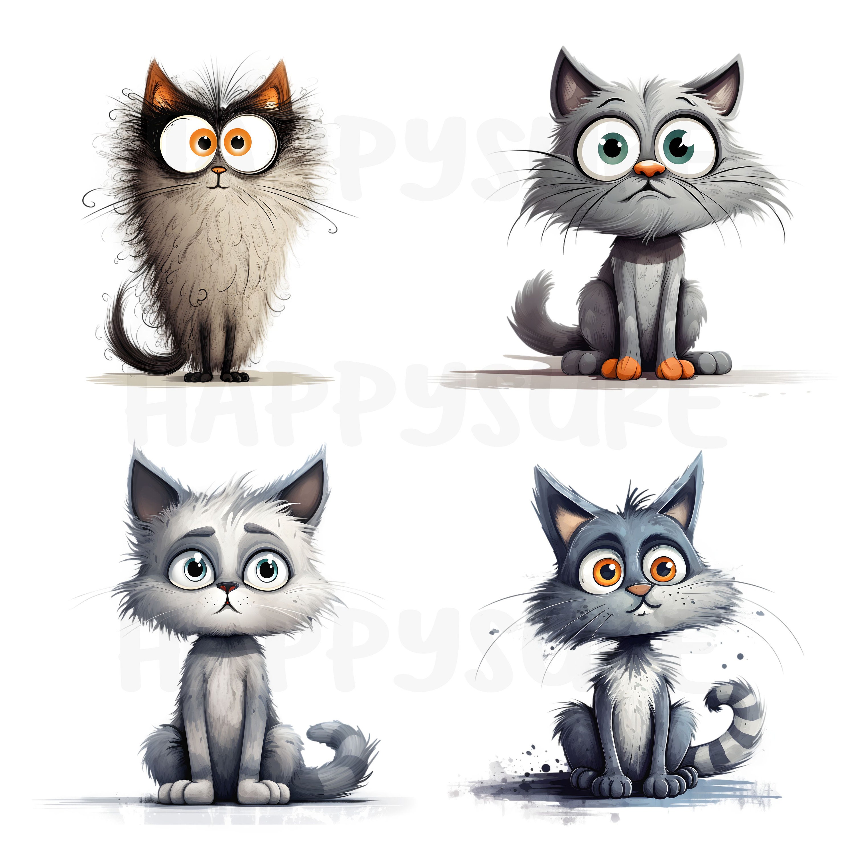 Funny Cat Cartoon Clipart for Decoration, Can Be Used in Personal and ...