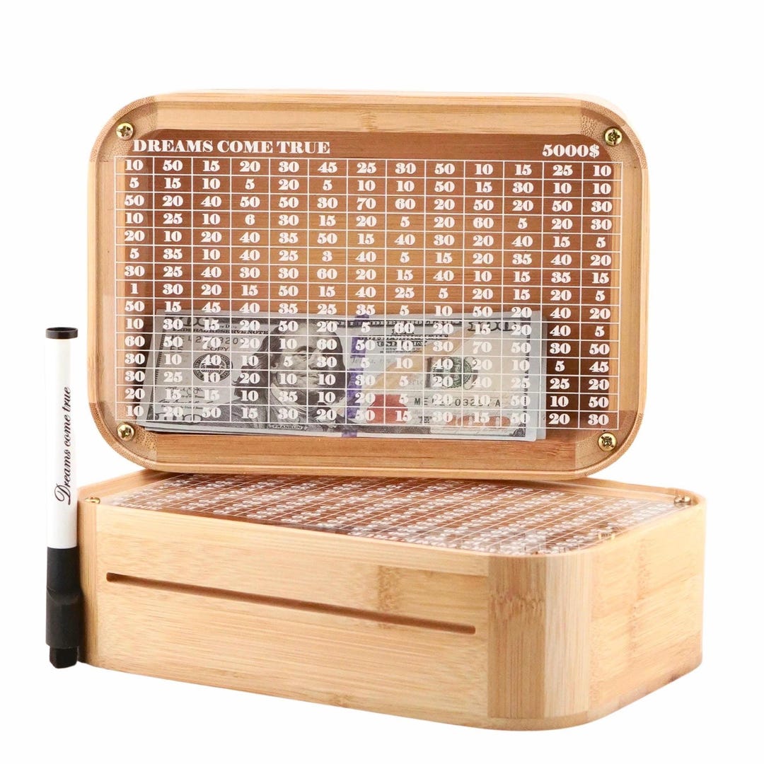 5K Bamboo Money Saving Box,gift for All Ages, Woman Day, Wedding Gift ...