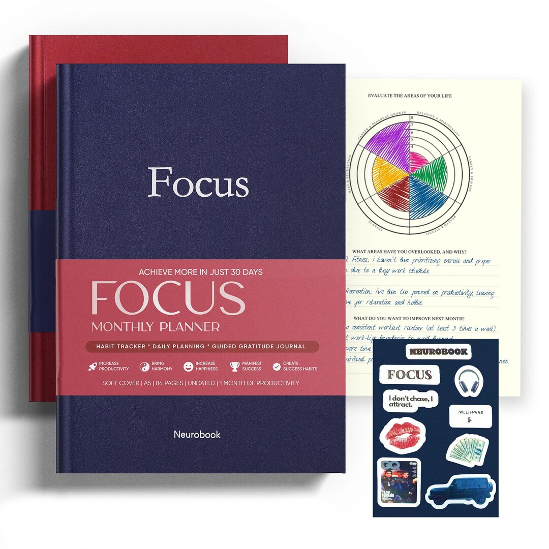 Neurobook Focus 30-day Planner | Daily Productivity Journal for Women ...