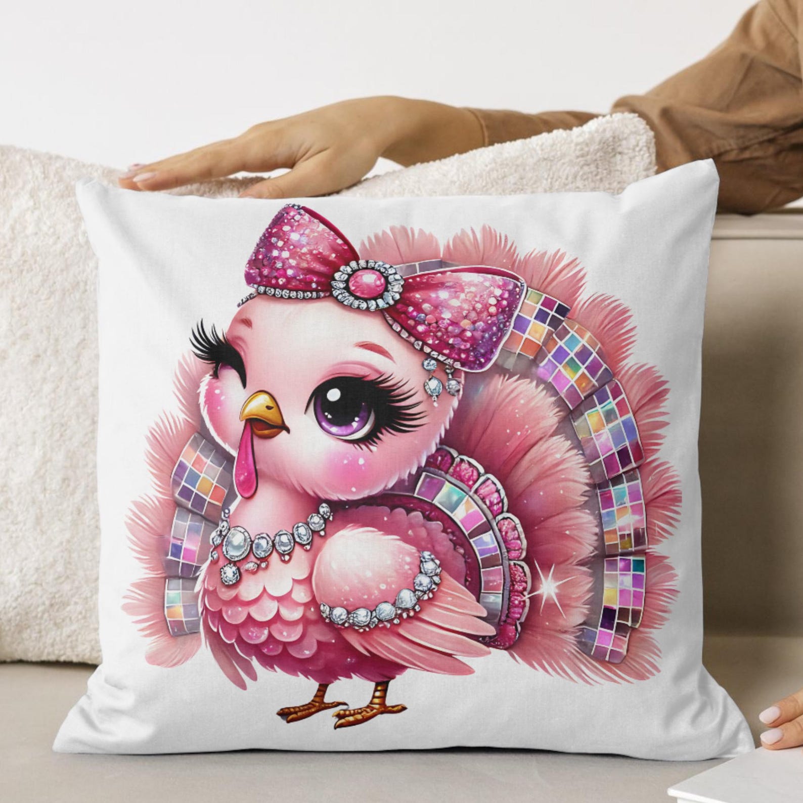 Pink Glam Turkey Clipart – 10 PNG Watercolor Thanksgiving Digital Art ...