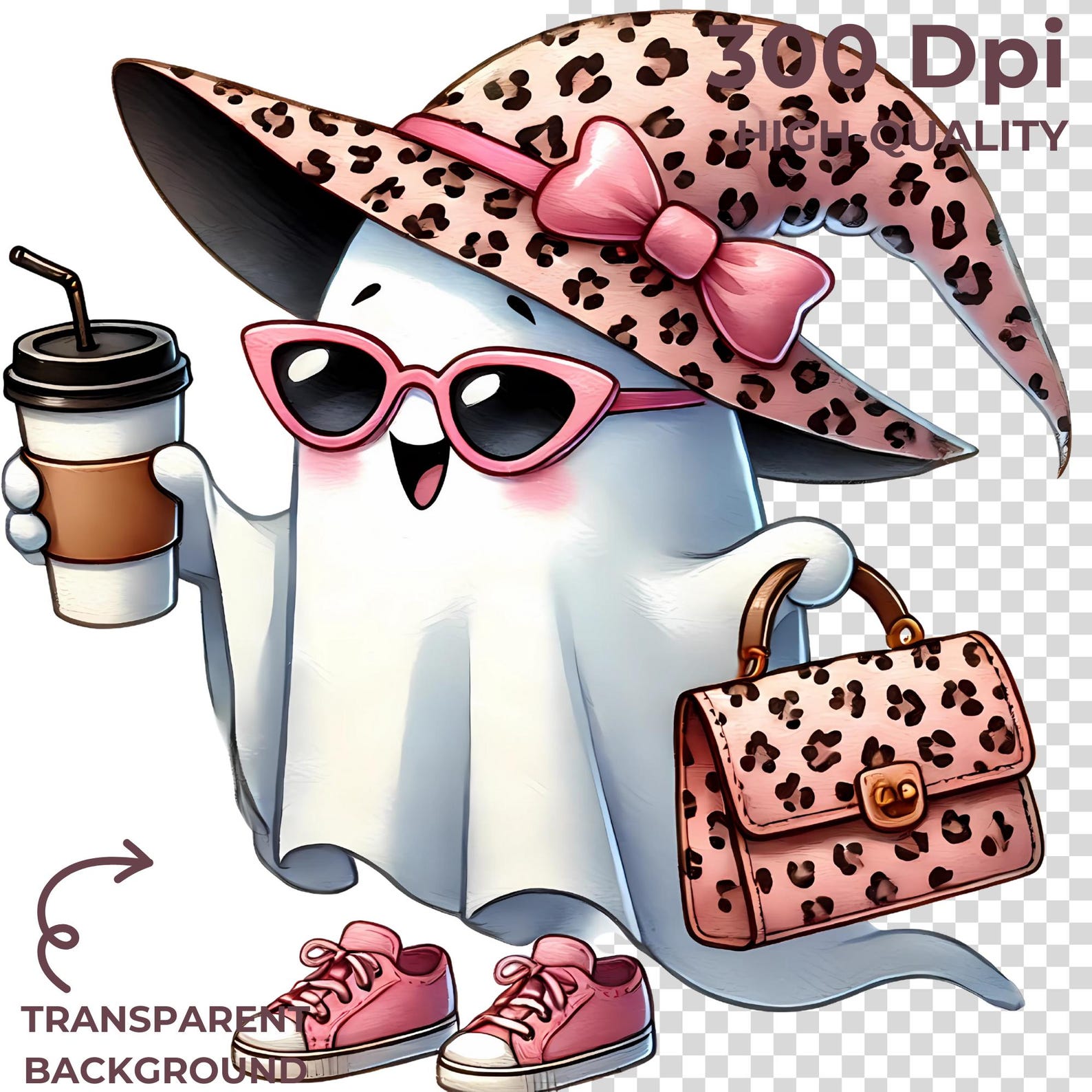 Chic Ghosts Watercolor Clipart – Stylish Halloween Ghosts With Hats ...