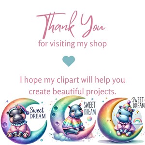 Sweet Dream Moo Deng Clipart – 10 PNG Watercolor Set for Baby Nursery ...