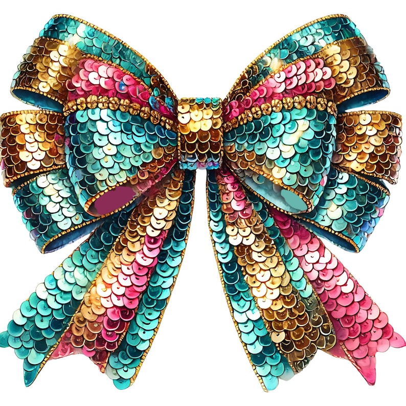 Sequins Bow Watercolor Clipart Set | Glamorous Glitter Bows | 10 PNG ...