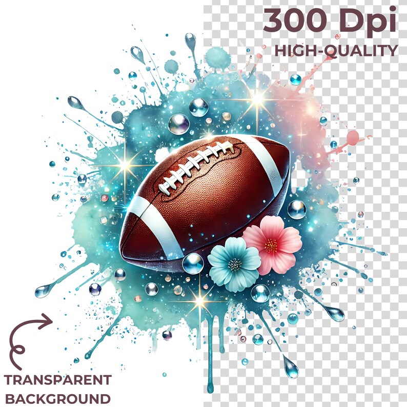 Watercolor Football Clipart | Splash Art Footballs | 10 PNG Files - Etsy