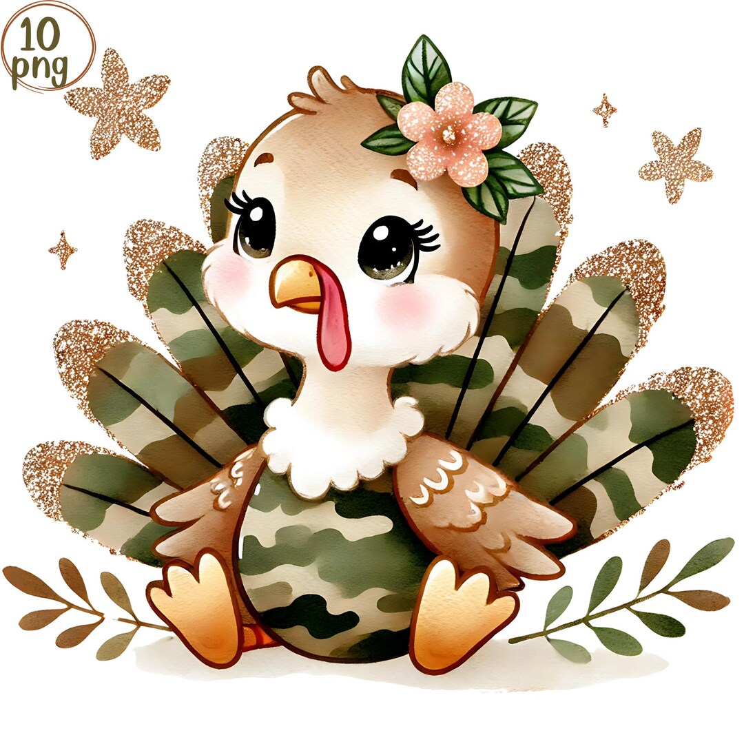 Cute Thanksgiving Turkey Clipart – 10 PNG Watercolor Illustrations for ...